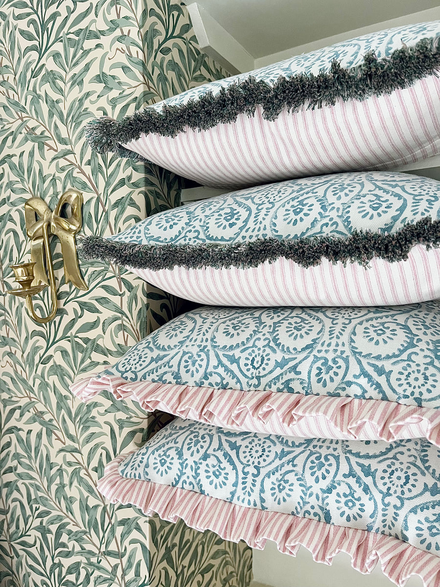 Aqua Block Print + Pink Stripe Frill – K A T Y . T A K L A